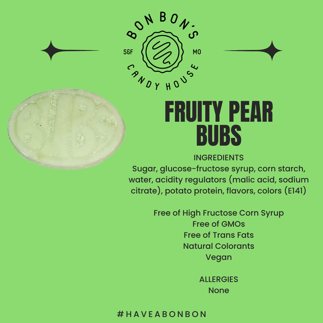 Fruity Pear Sour Bubs Swedish Candy 1/2 lb | Bon Bon's Candy House